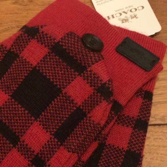 Coach | Accessories | Nwt Coach True Red Plaid Mittens | Poshmark